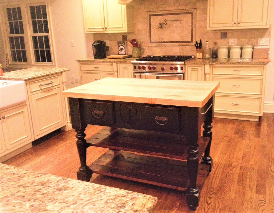 The Monogrammed Butcher Block Kitchen Island – Arcadian Cottage
